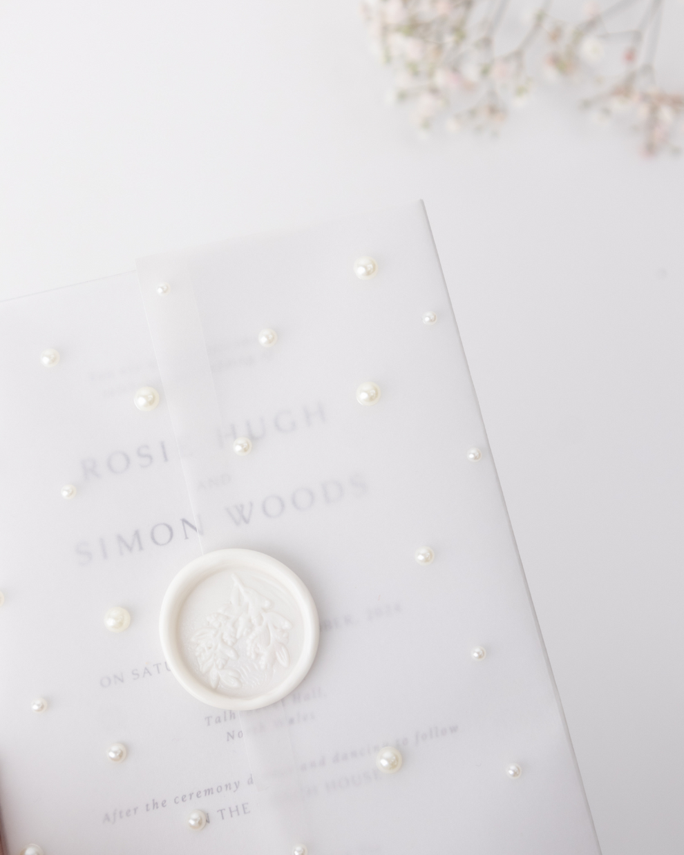 Pearl Wedding Invitation | Vellum Wax Seal Invite | Pearl Themed ...